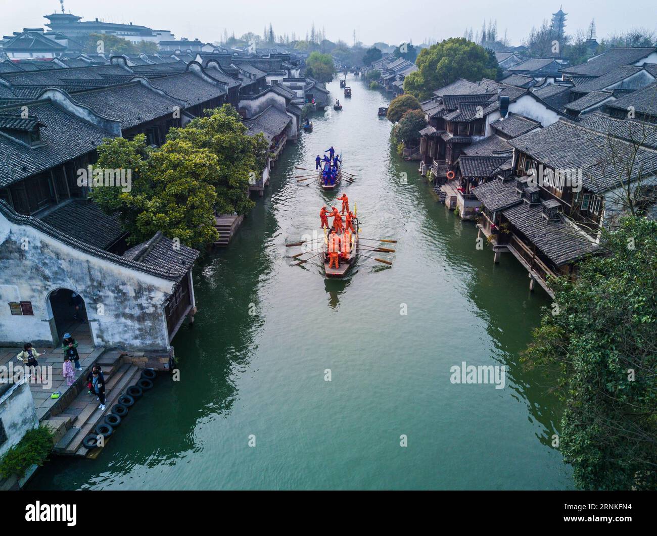 (170329) -- WUZHEN, March 29, 2017 -- Aerial photo taken on March 29 ...