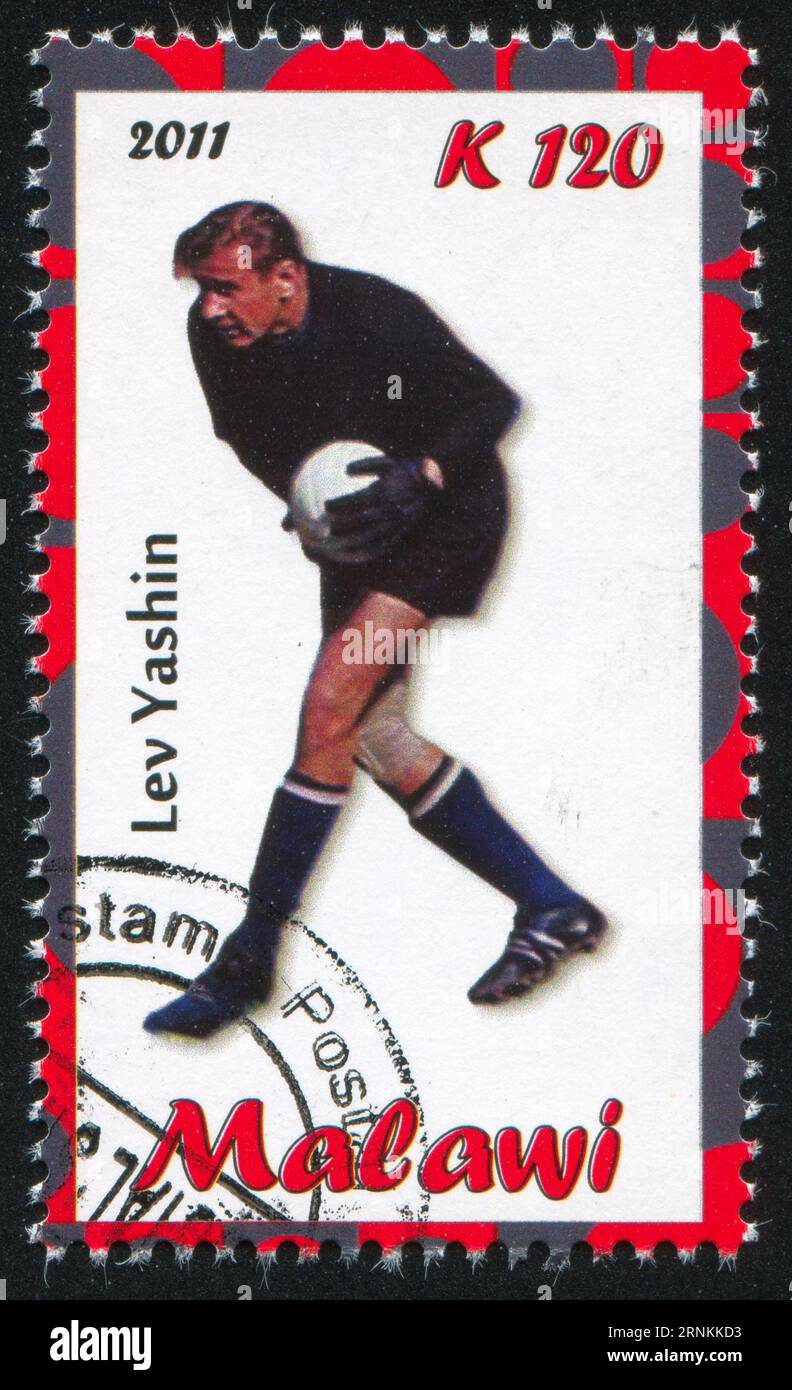 Malawi - CIRCA 2011: stamp printed by Malawi, shows Lev Yashin, circa ...
