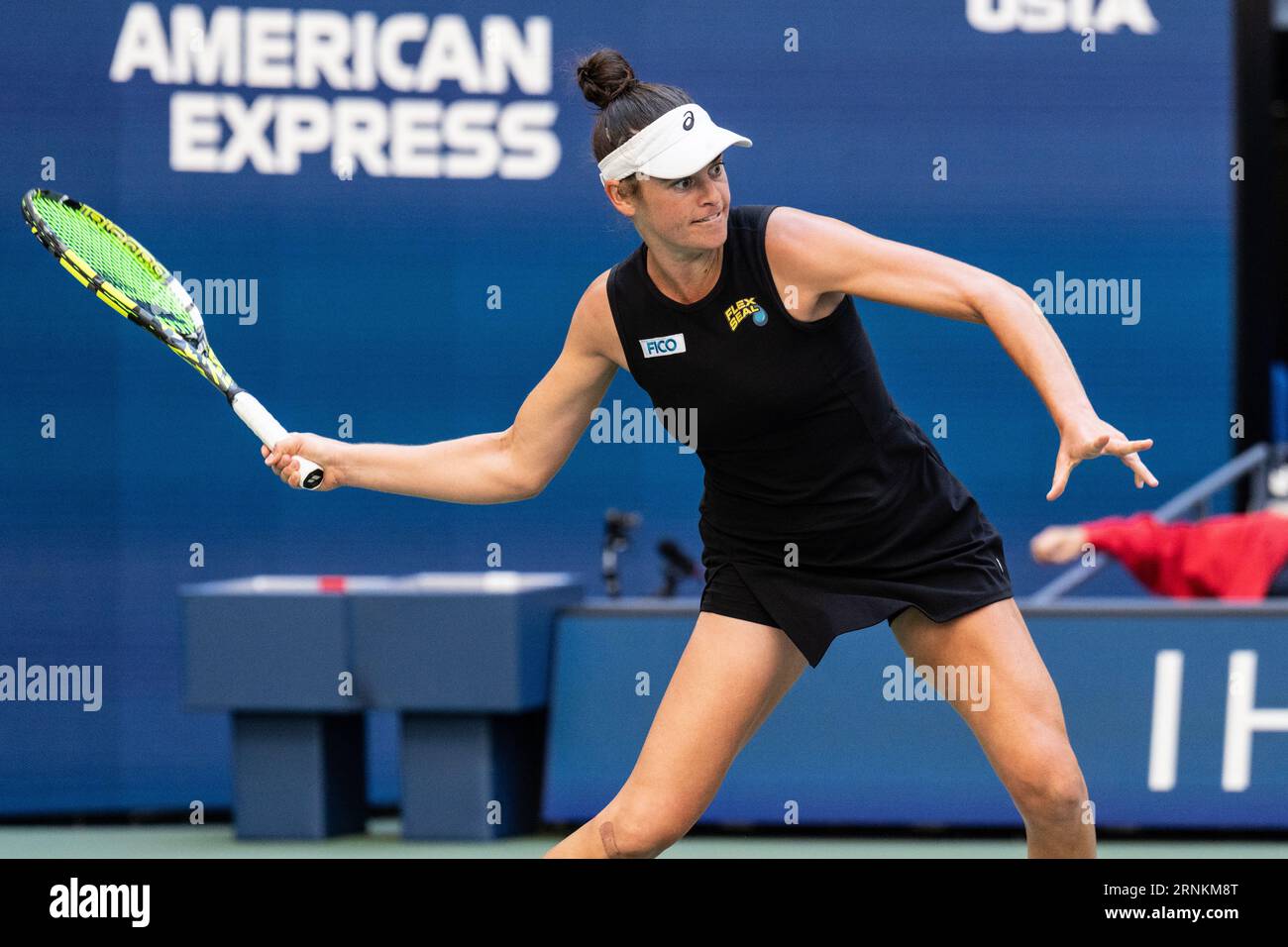 Jennifer Brady of USA returns ball during 3rd round against Caroline ...