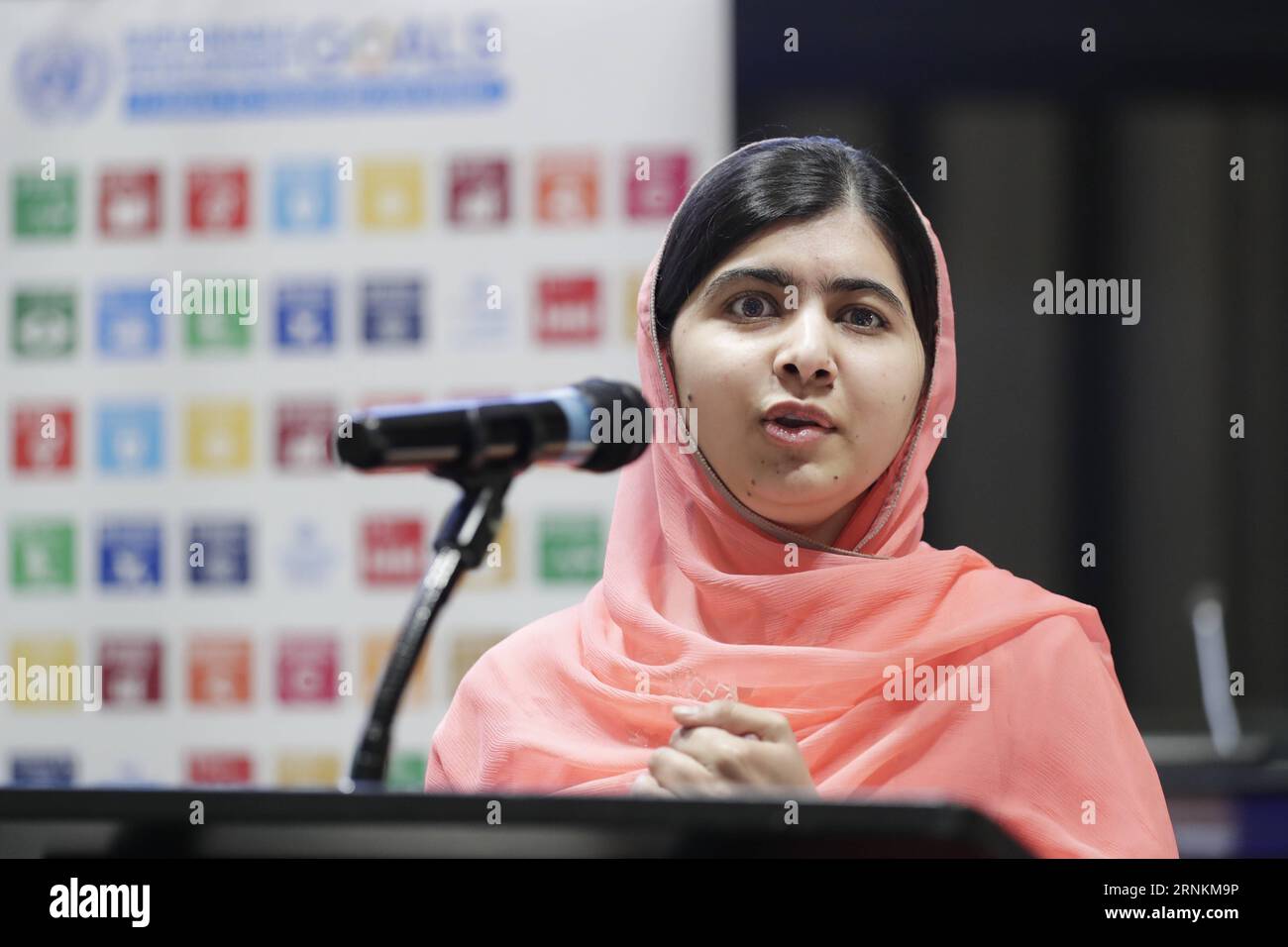 Malala yousafzai delivers her speech hi-res stock photography and ...