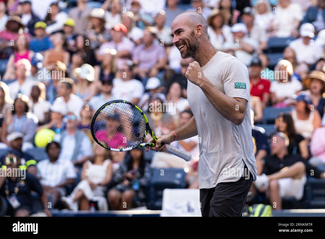 Adrian Mannarino of France reacts during 3rd round against Frances ...