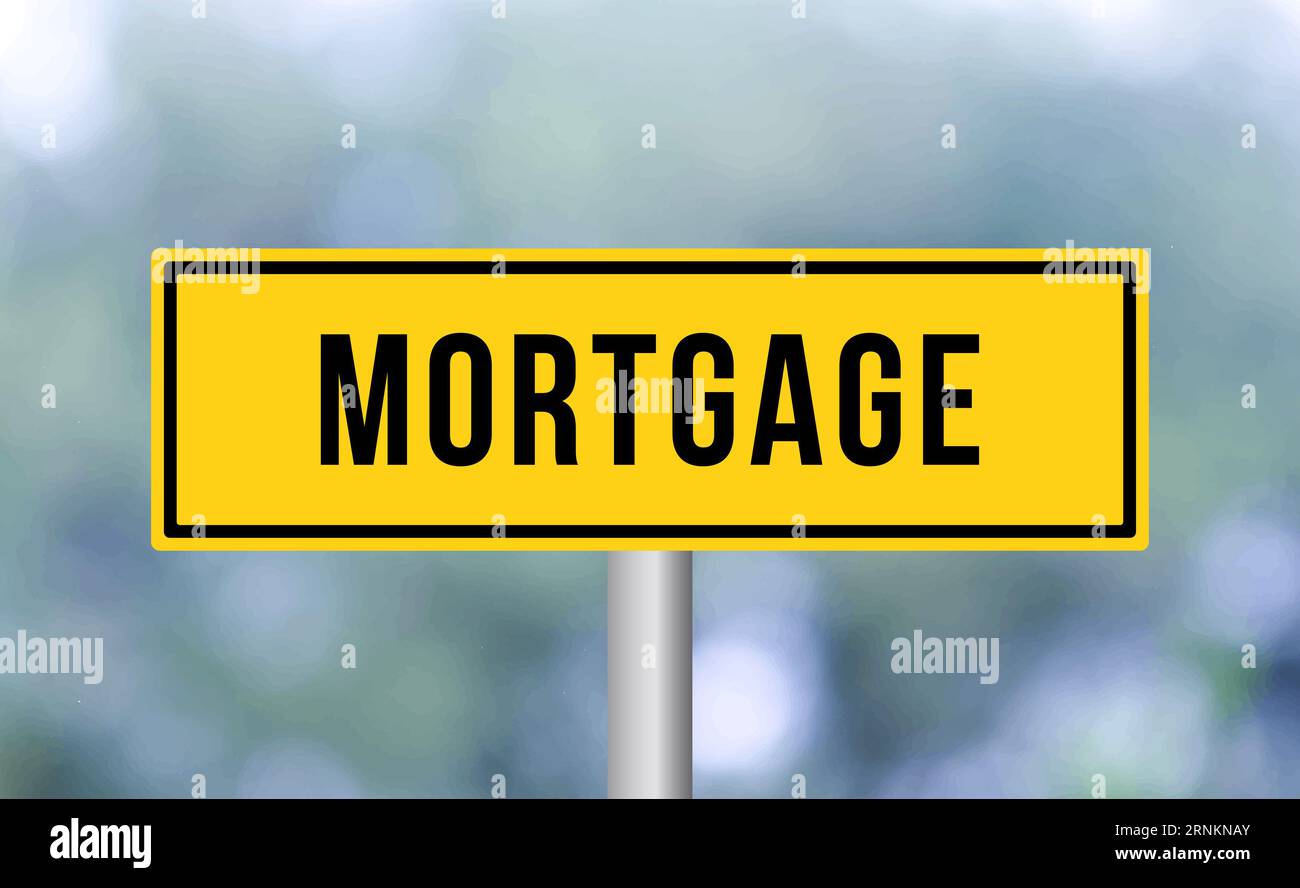 Mortgage road sign on blur background Stock Photo - Alamy