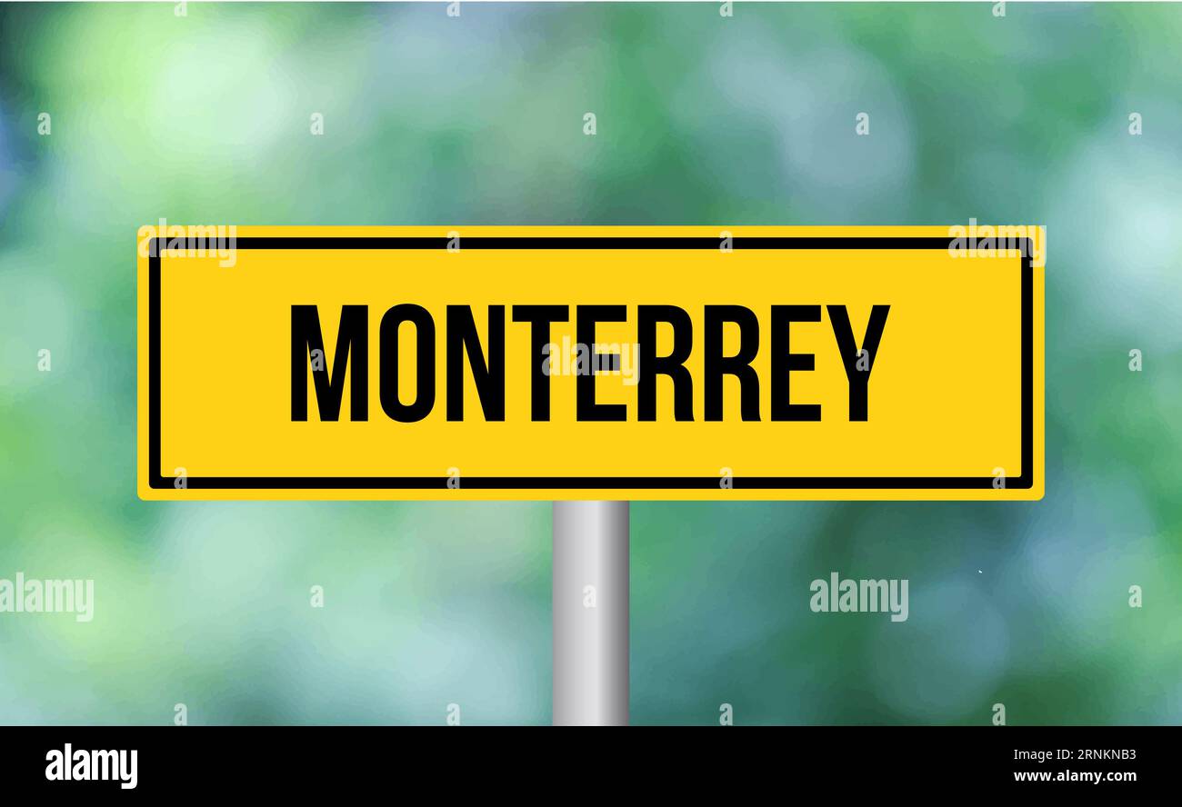 Monterrey road sign on blur background Stock Photo - Alamy