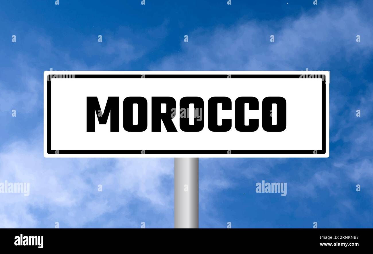 Morocco road sign on sky background Stock Photo - Alamy