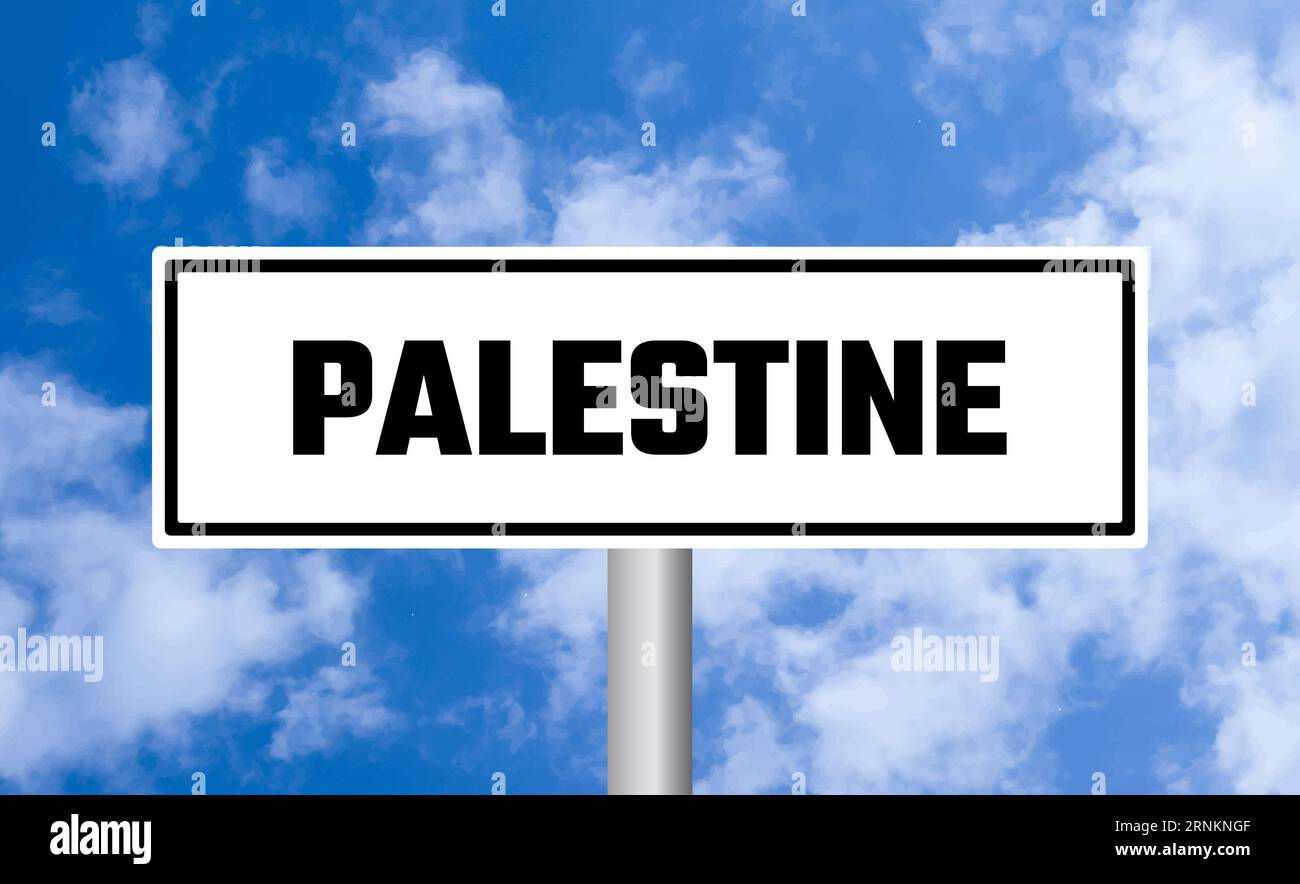 Palestine road sign on sky background Stock Photo - Alamy