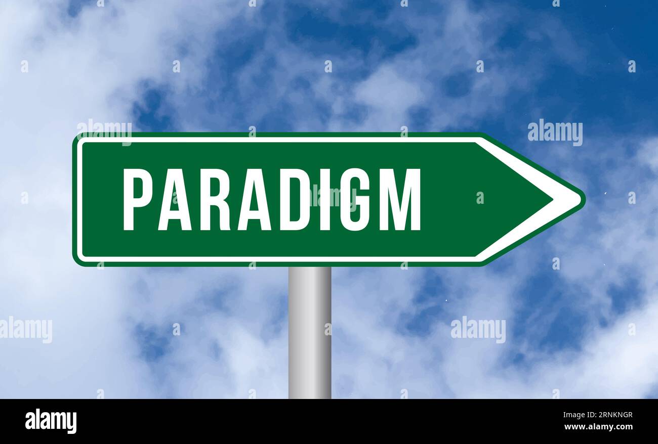 Paradigm road sign on sky background Stock Photo - Alamy