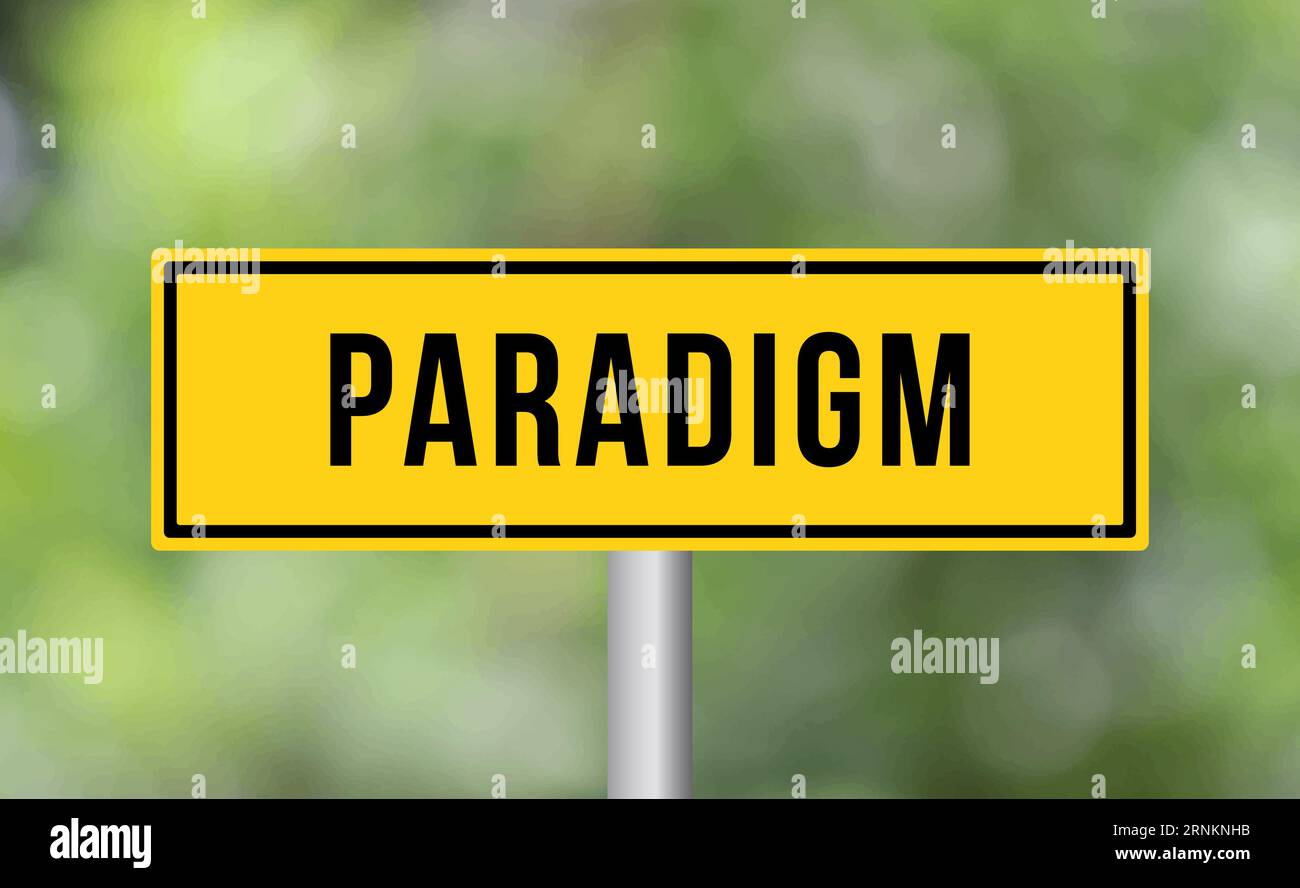 Paradigm road sign on blur background Stock Photo - Alamy