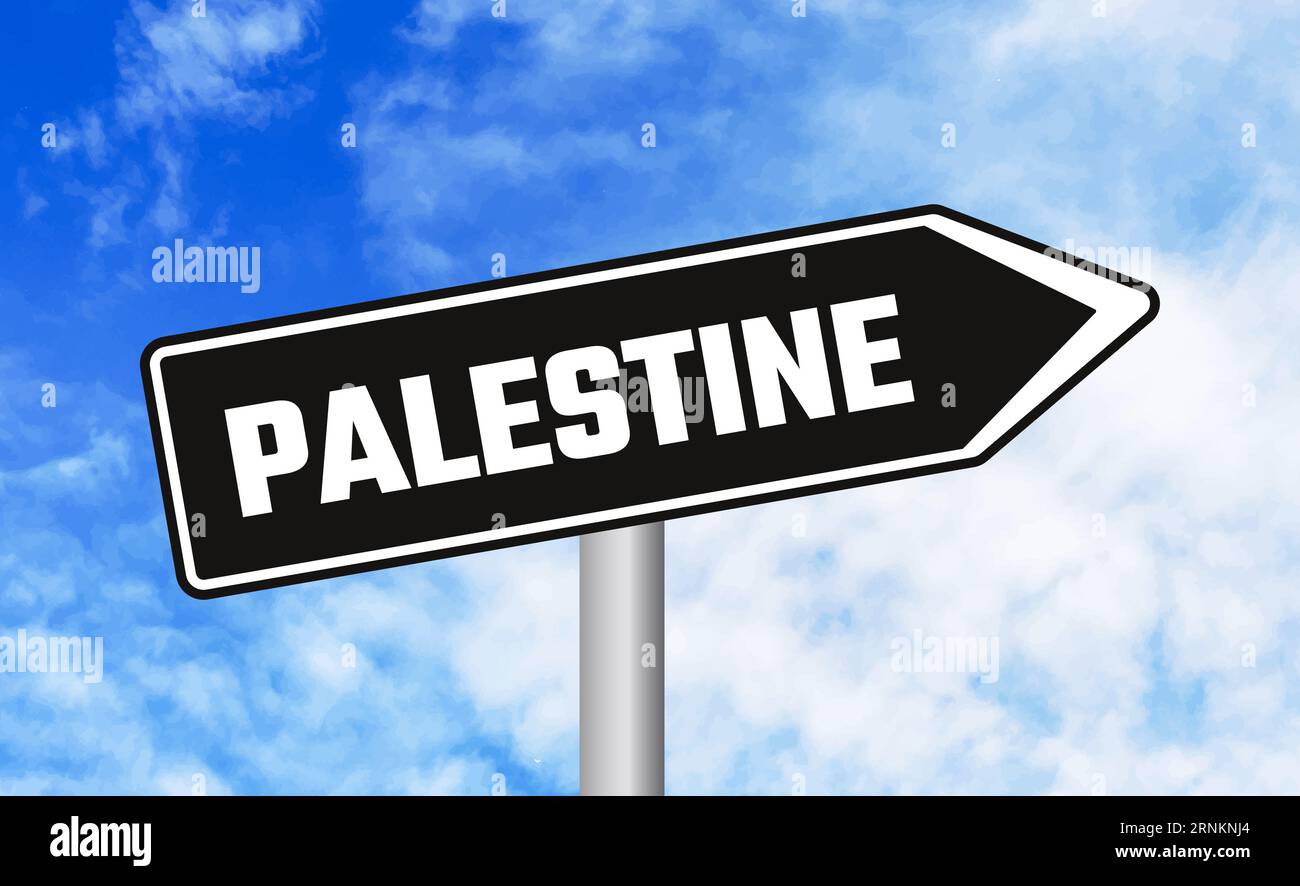 Palestine road sign on sky background Stock Photo - Alamy