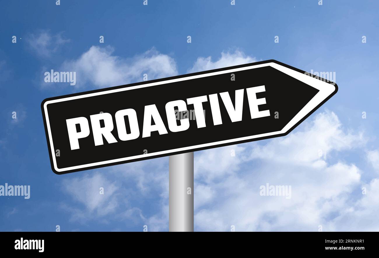 Proactive road sign on sky background Stock Photo - Alamy