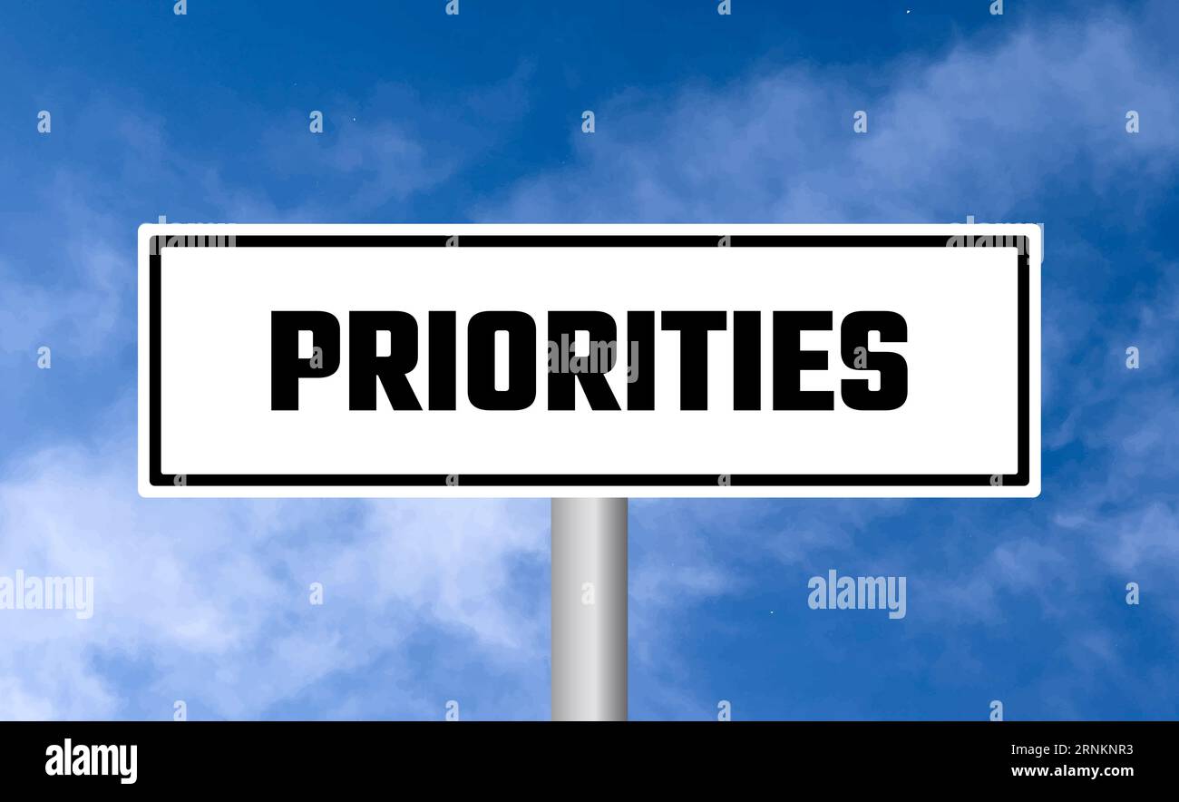 Priorities road sign on cloudy sky background Stock Photo - Alamy