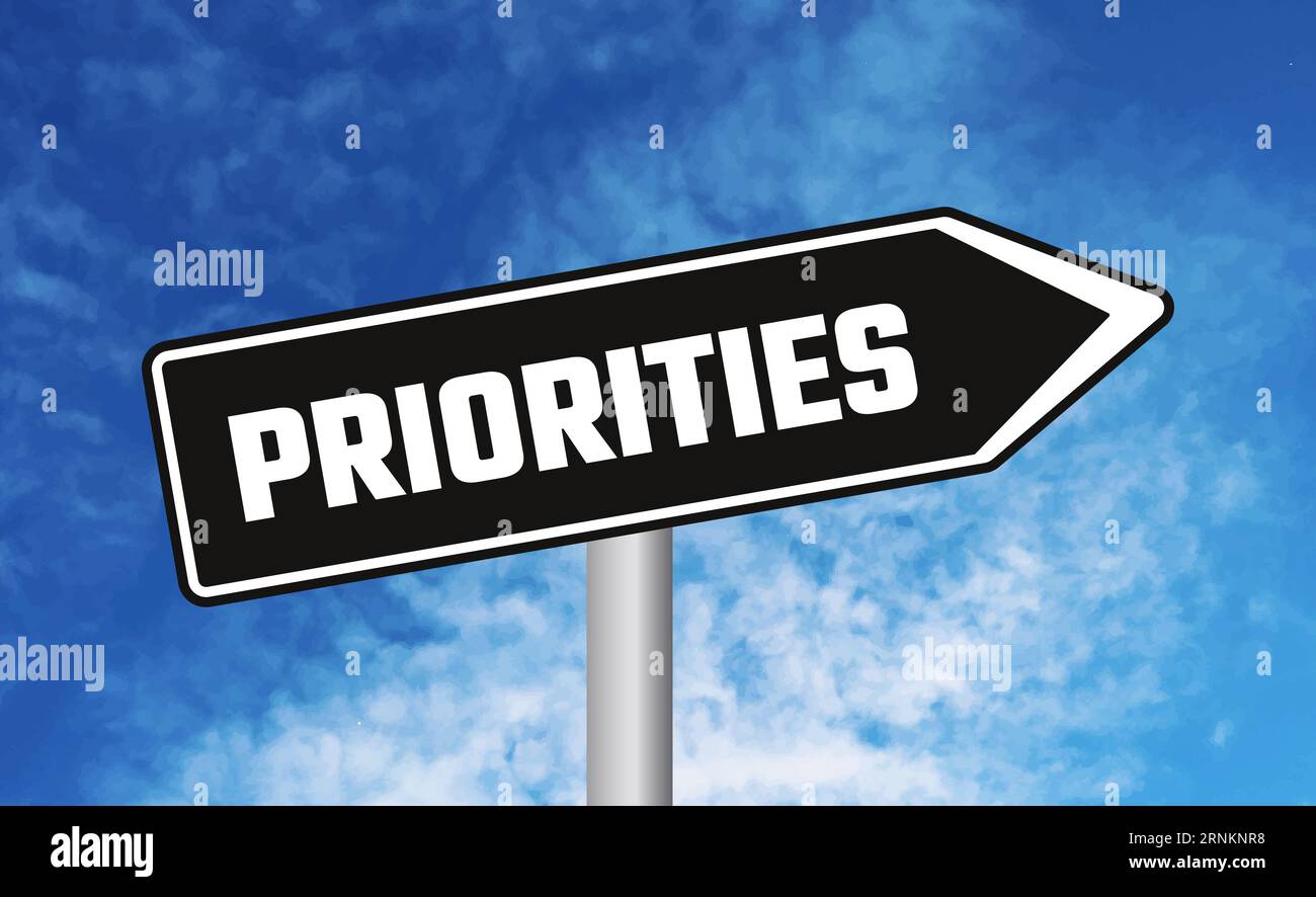 Priorities road sign on cloudy sky background Stock Photo - Alamy