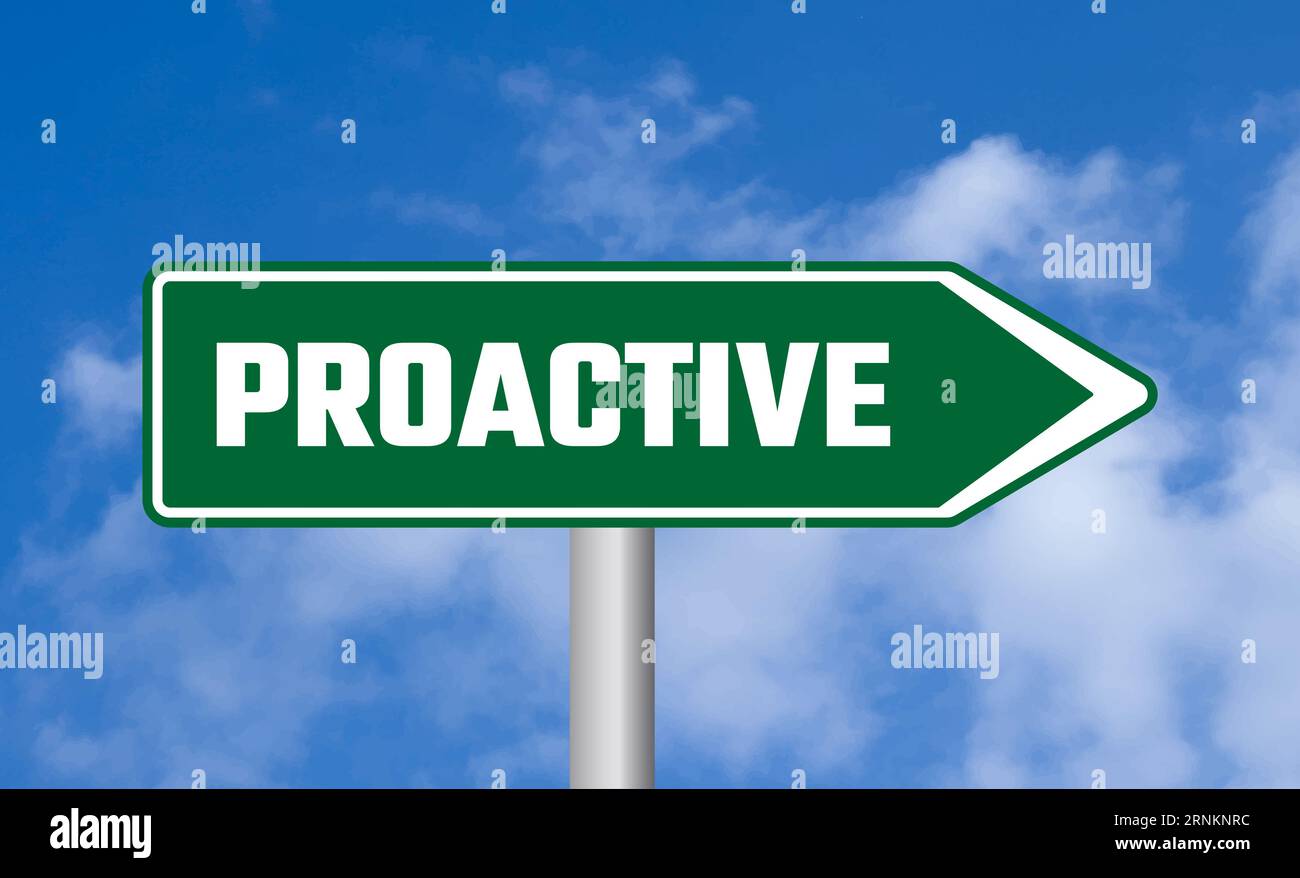 Proactive road sign on sky background Stock Photo - Alamy