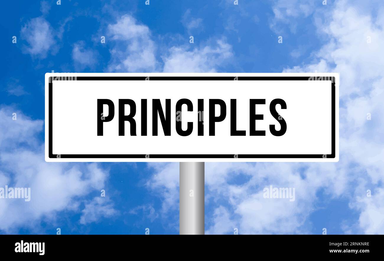 Principles road sign on blue sky background Stock Photo - Alamy