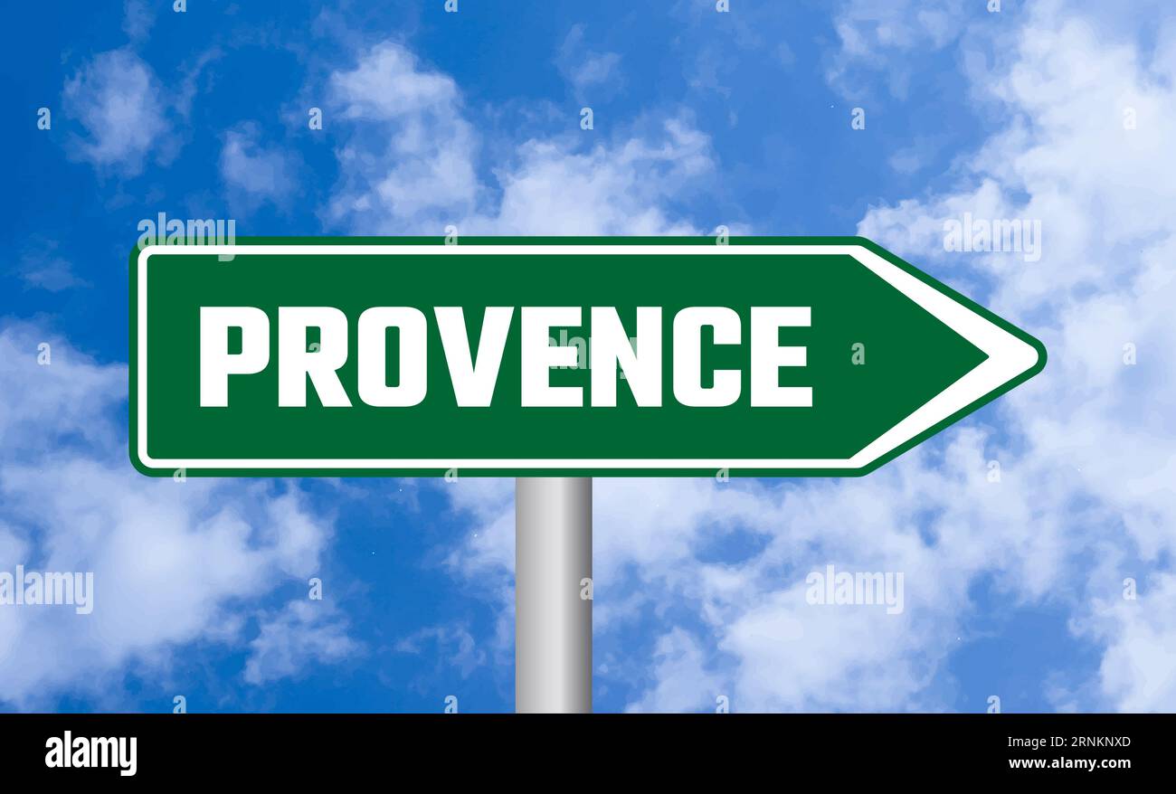 Provence road sign on sky background Stock Photo - Alamy