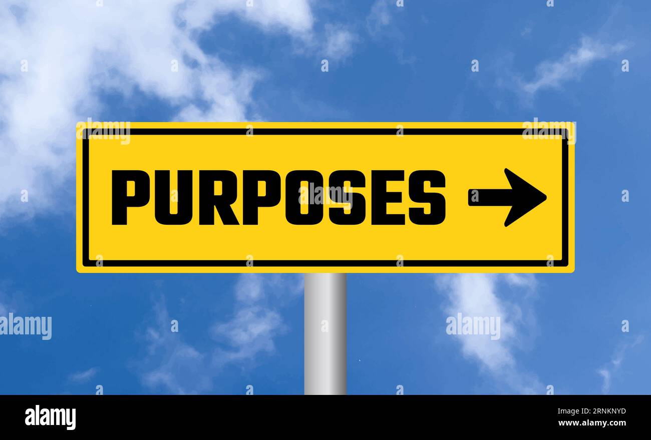 Purposes road sign on sky background Stock Photo - Alamy