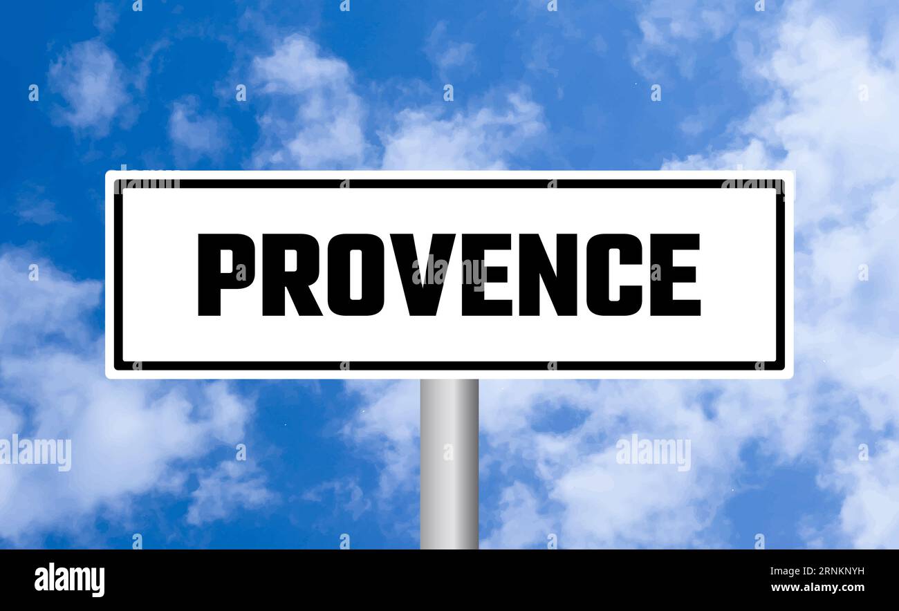 Provence road sign on sky background Stock Photo - Alamy