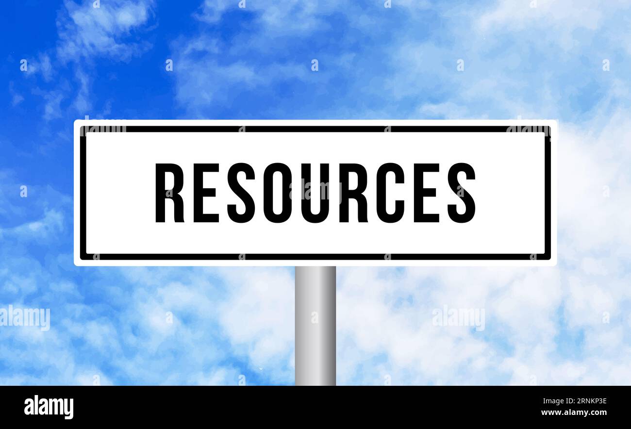 Resources road sign on sky background Stock Photo - Alamy