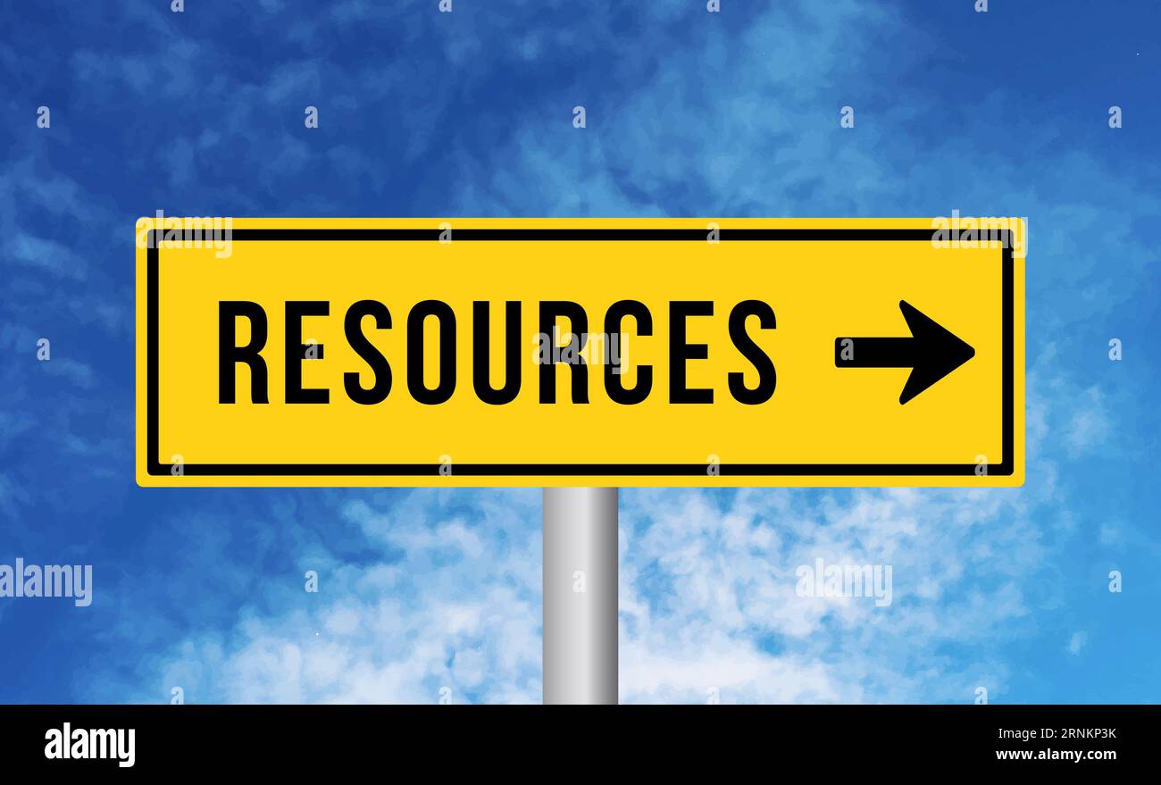 Resources road sign on sky background Stock Photo - Alamy