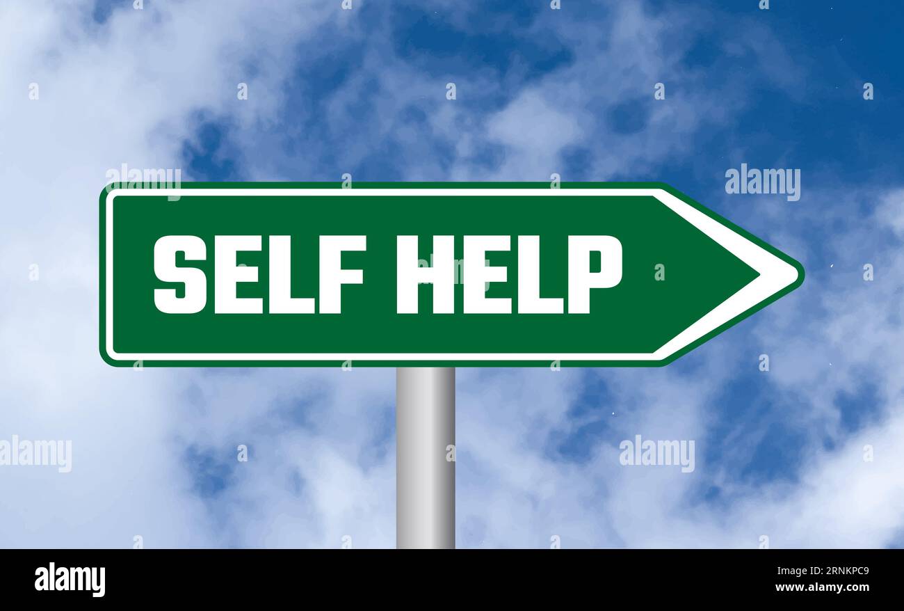 Self help road sign on cloudy sky background Stock Photo - Alamy