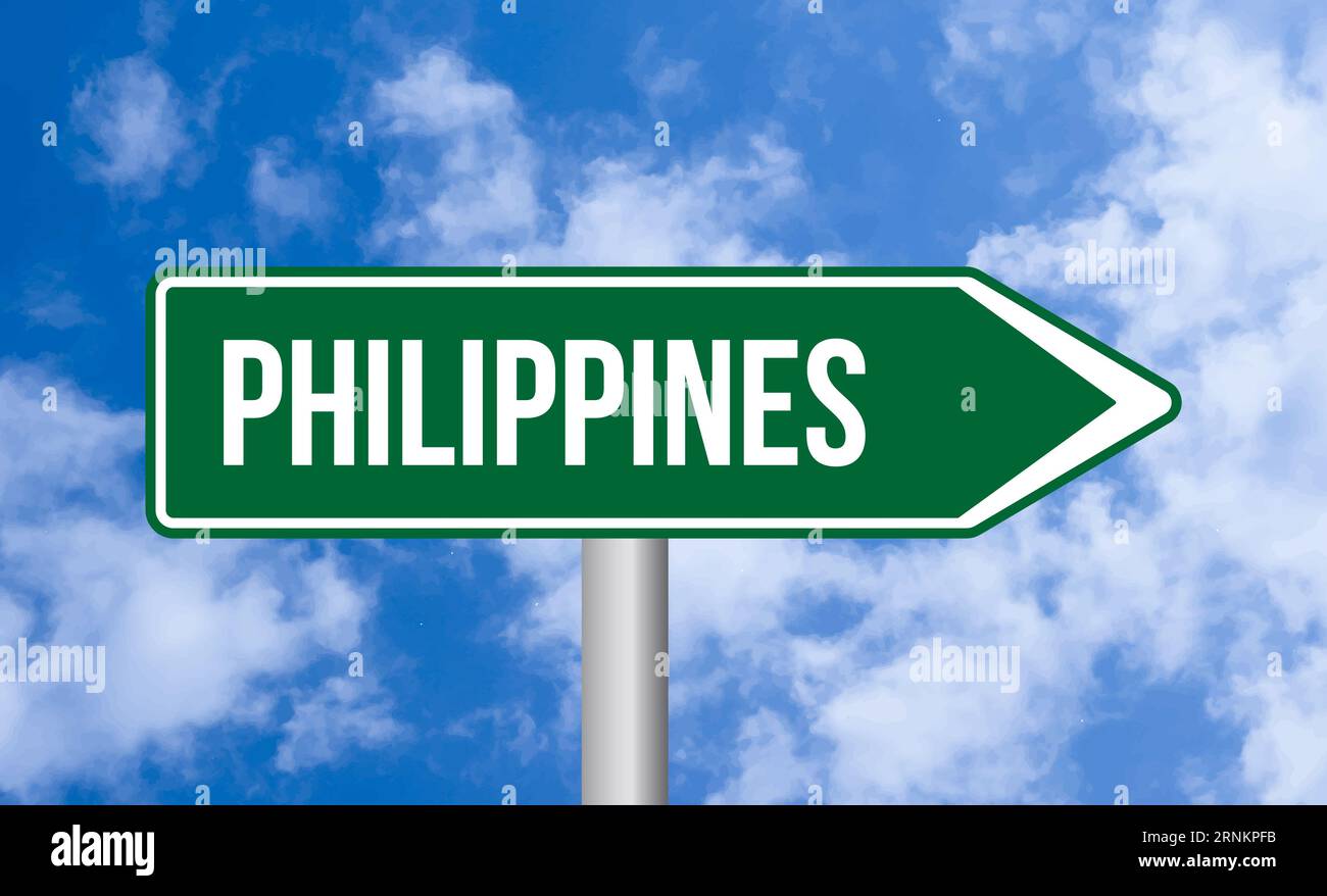 Philippines road sign on sky background Stock Photo - Alamy