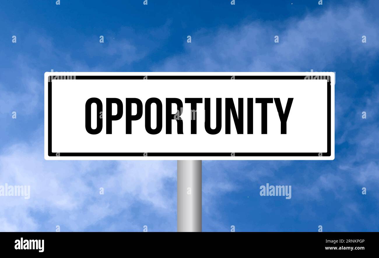 Opportunity road sign on cloudy sky background Stock Photo - Alamy
