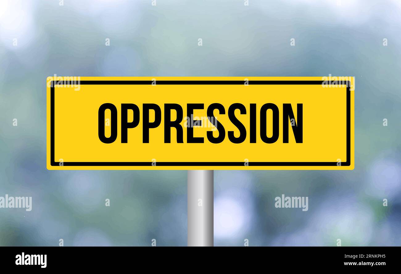 Oppression road sign on blur background Stock Photo - Alamy