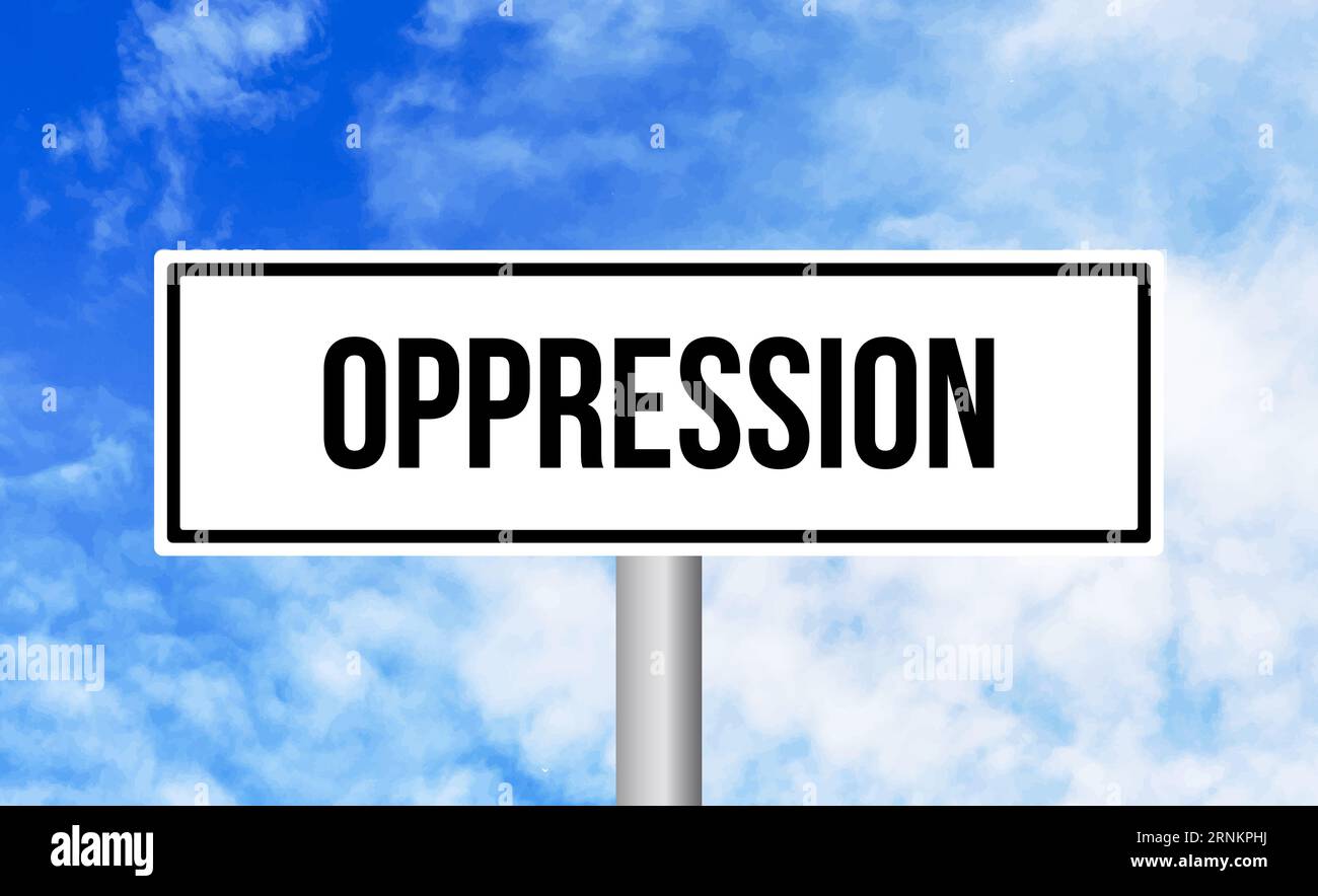 Oppression road sign on sky background Stock Photo - Alamy