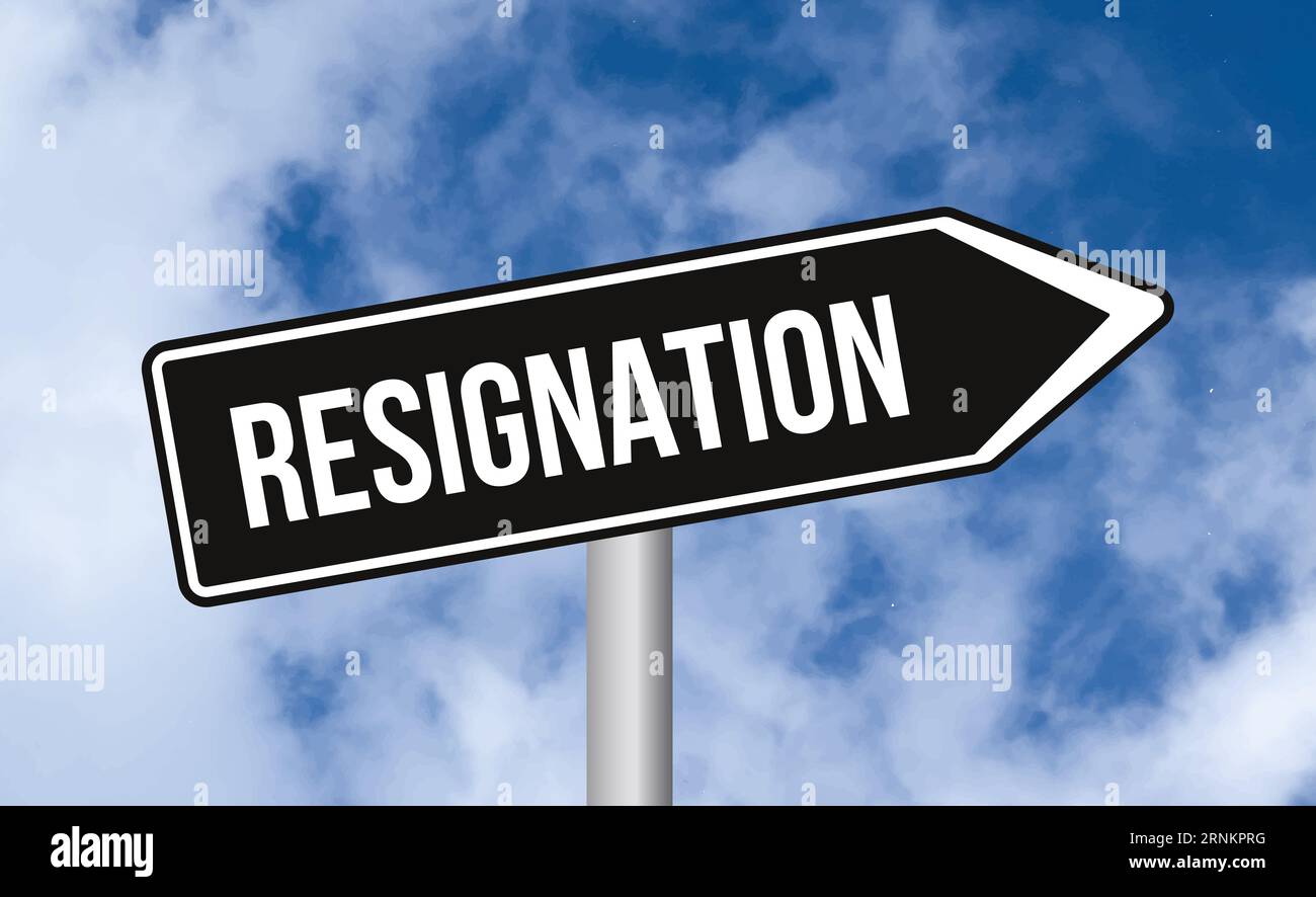 Resignation road sign on cloudy sky background Stock Photo - Alamy