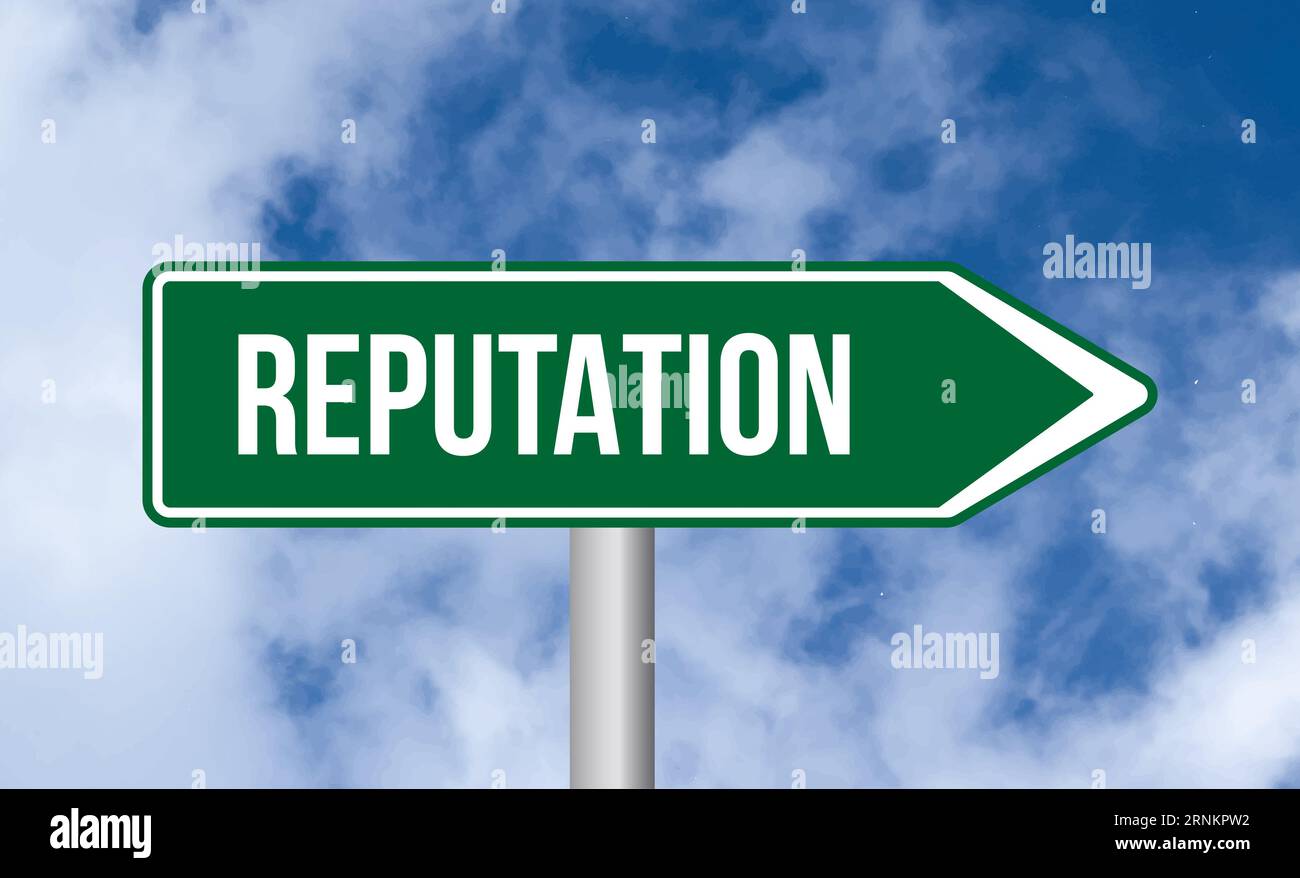Reputation road sign on blue sky background Stock Photo - Alamy