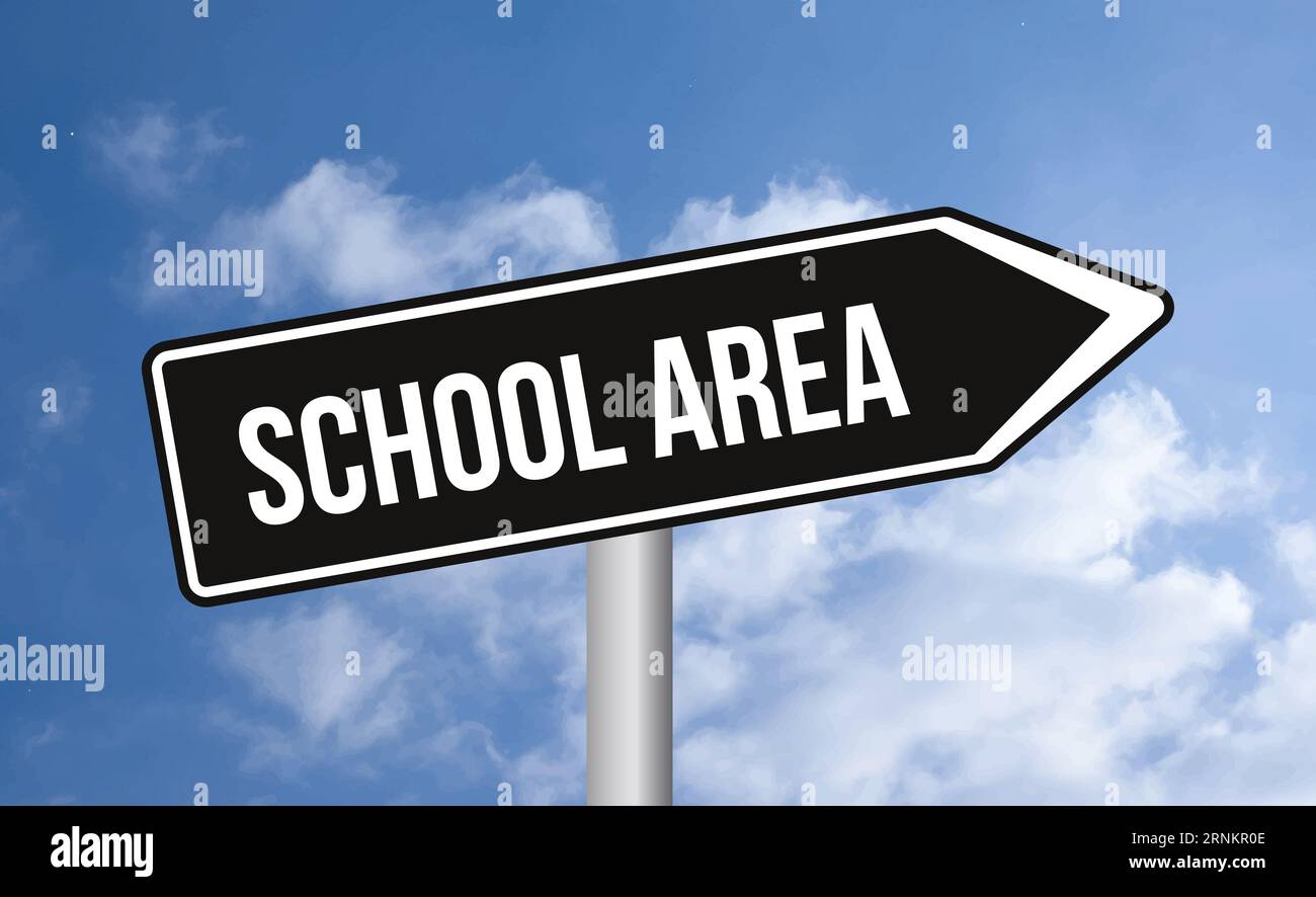 School area road sign on blue sky background Stock Photo - Alamy