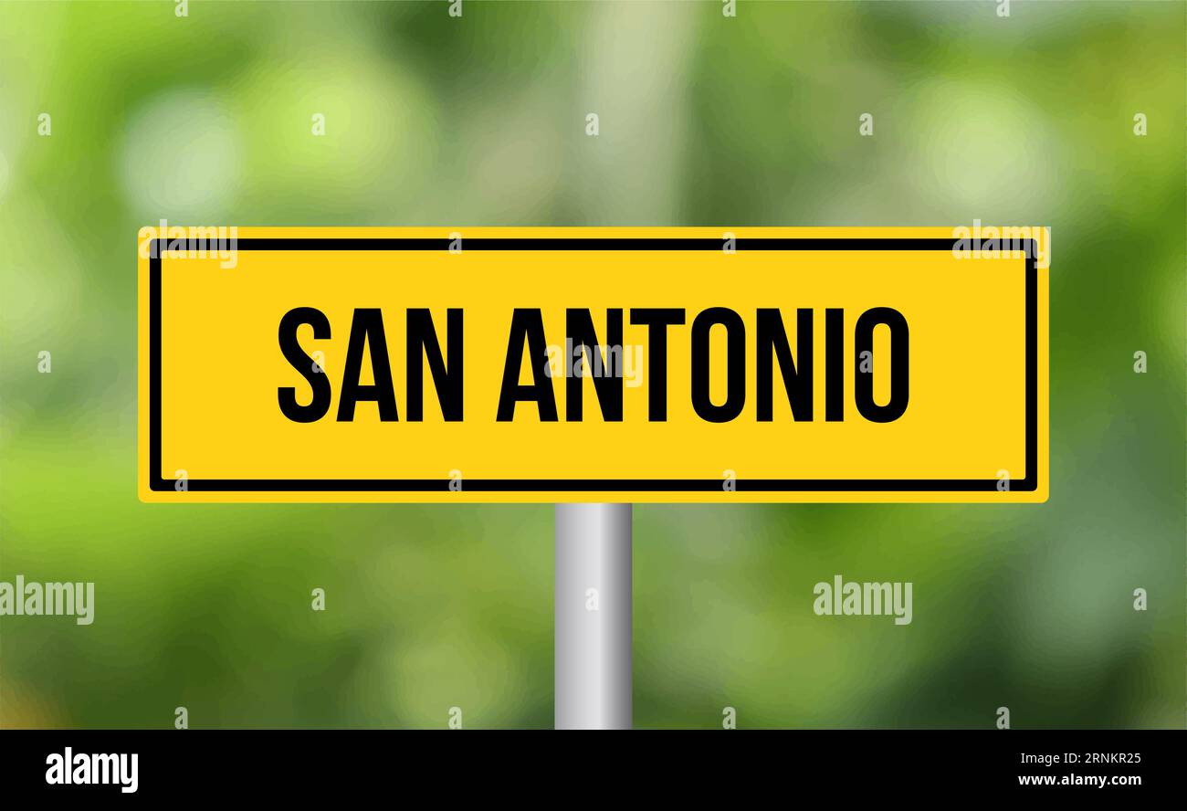 San antonio road sign on blur background Stock Photo - Alamy
