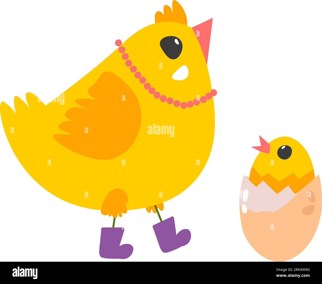 Chicken hen and small chick in eggshell vector Stock Vector Image & Art ...