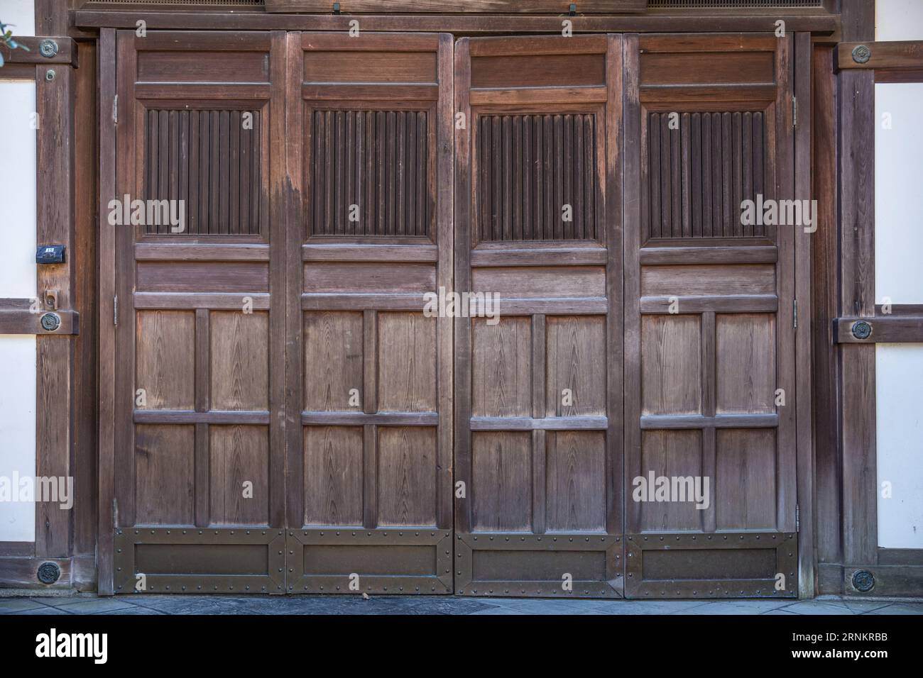 closeup antique folding door asian style wooden door with grill for ...