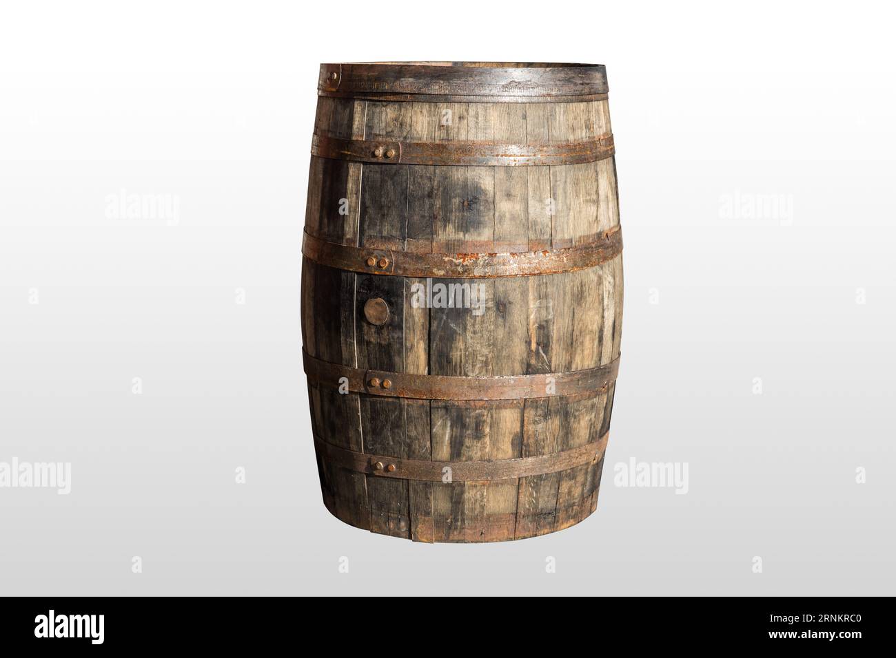 Natural Oak Wooden Barrel Old Aged Weathered isolated on white ...