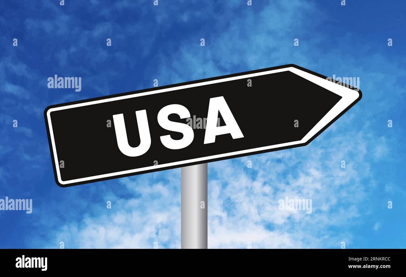 Usa road sign on sky background Stock Photo - Alamy