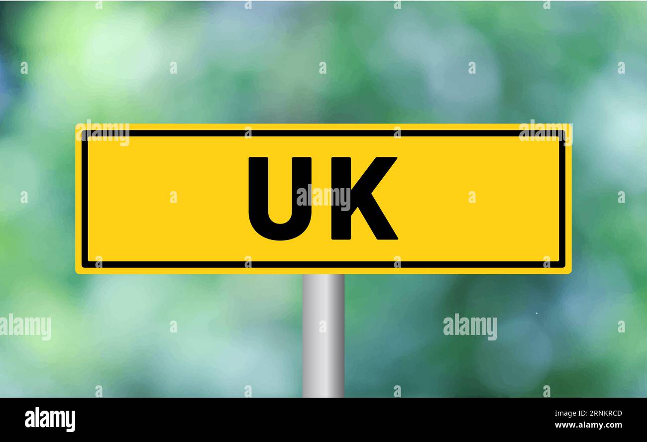 UK road sign on blur background Stock Photo - Alamy