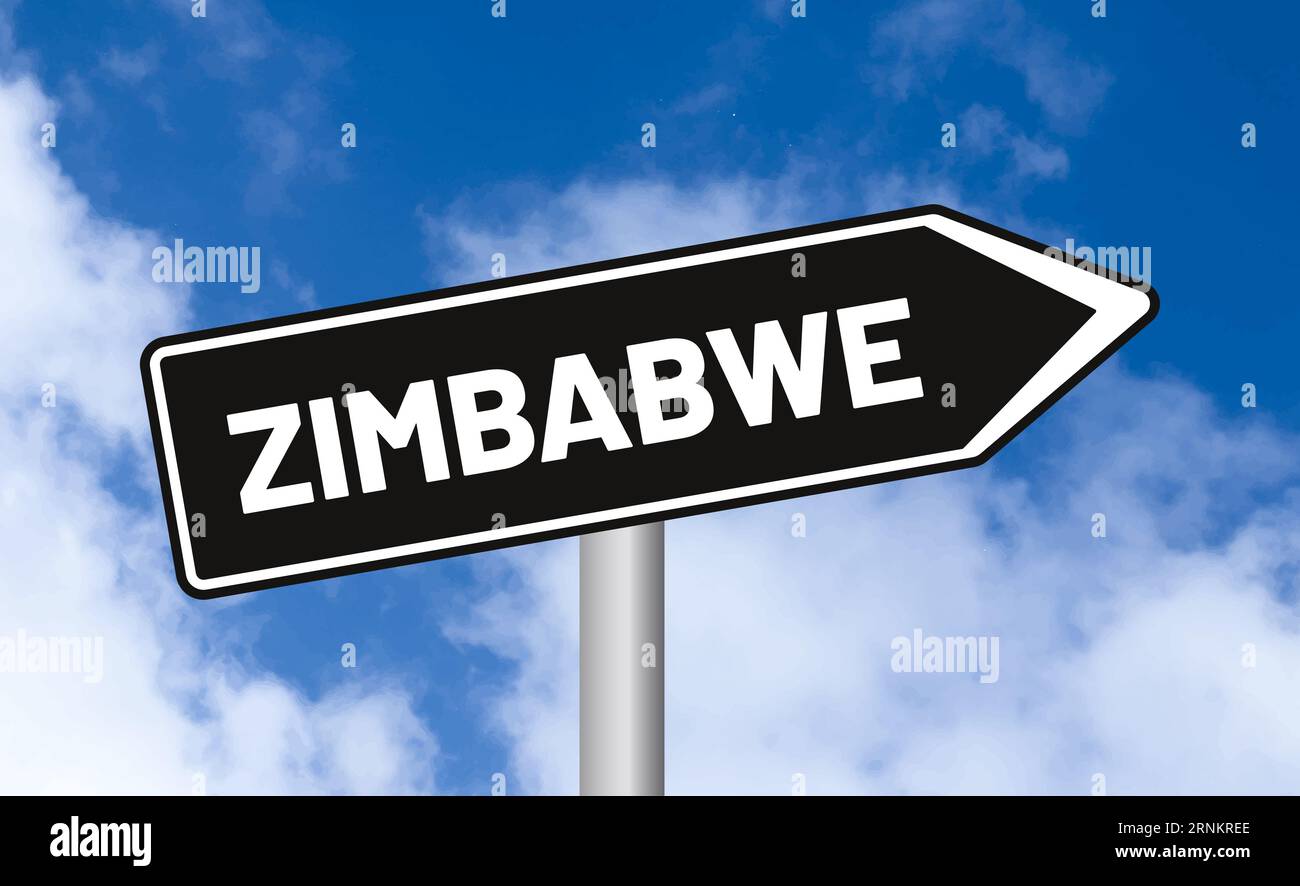 Zimbabwe road sign on cloudy sky background Stock Photo - Alamy