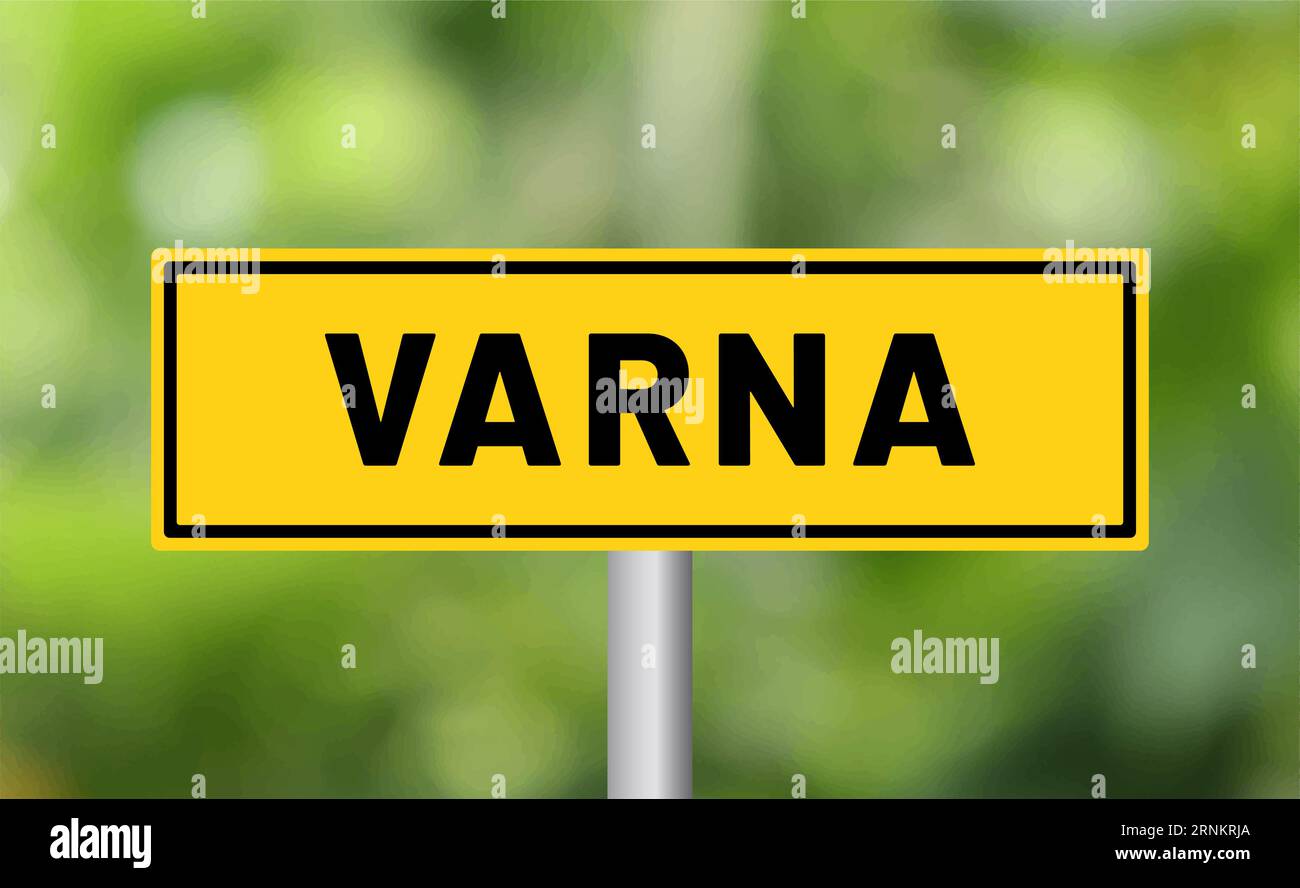 Varna road sign on blur background Stock Photo - Alamy