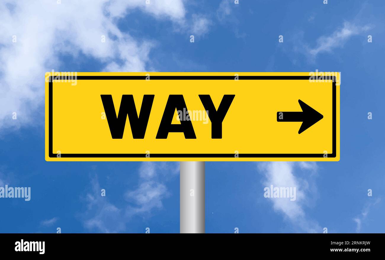 Way road sign on cloudy sky background Stock Photo - Alamy