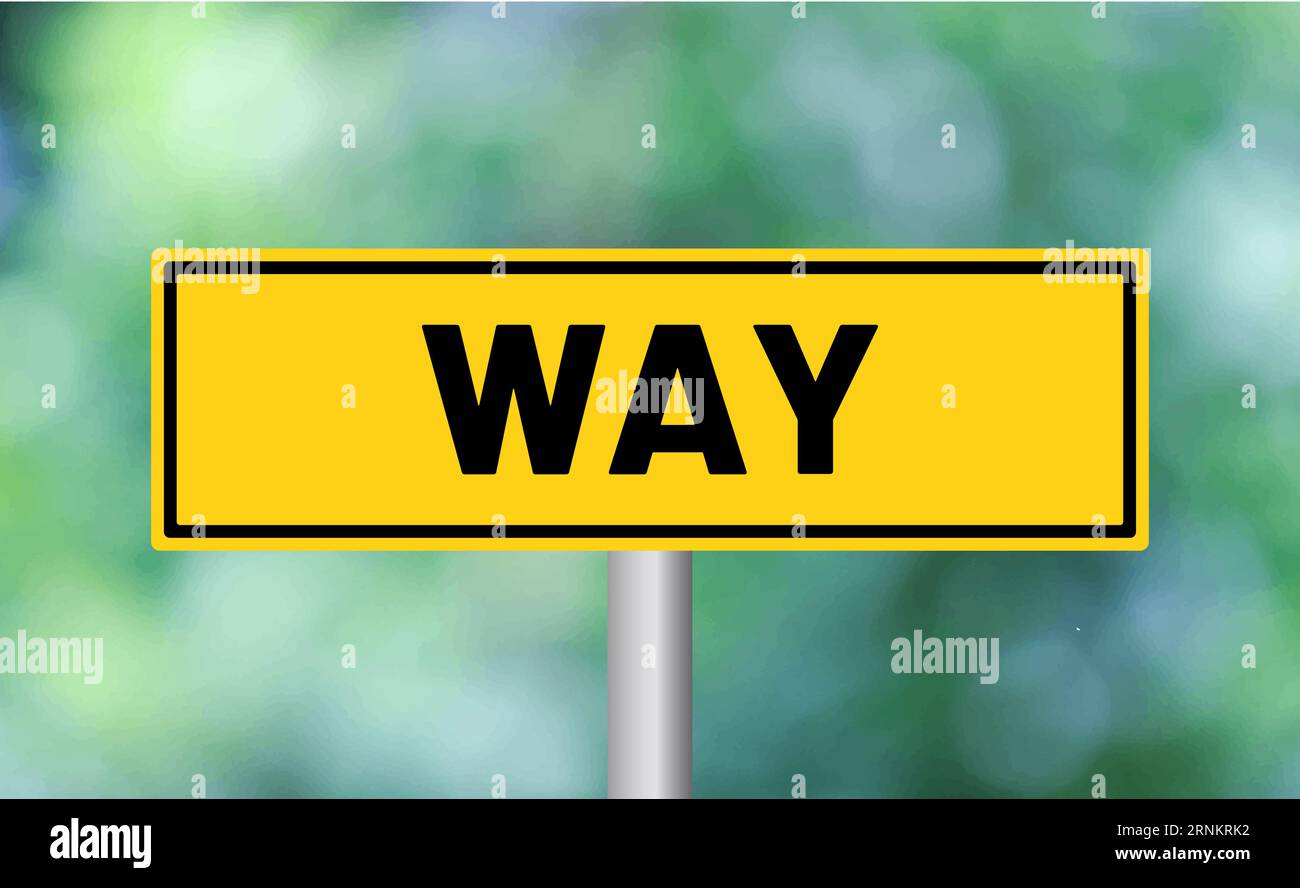 Way road sign on blur background Stock Photo - Alamy