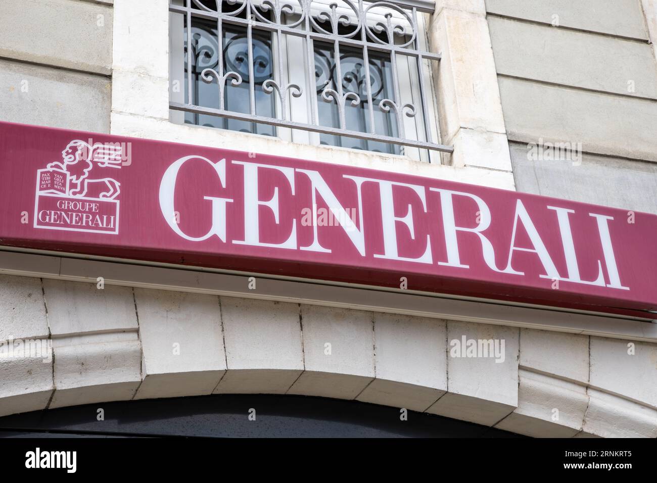 Bordeaux , France - 09 01 2023 : Generali red logo brand and text sign ...