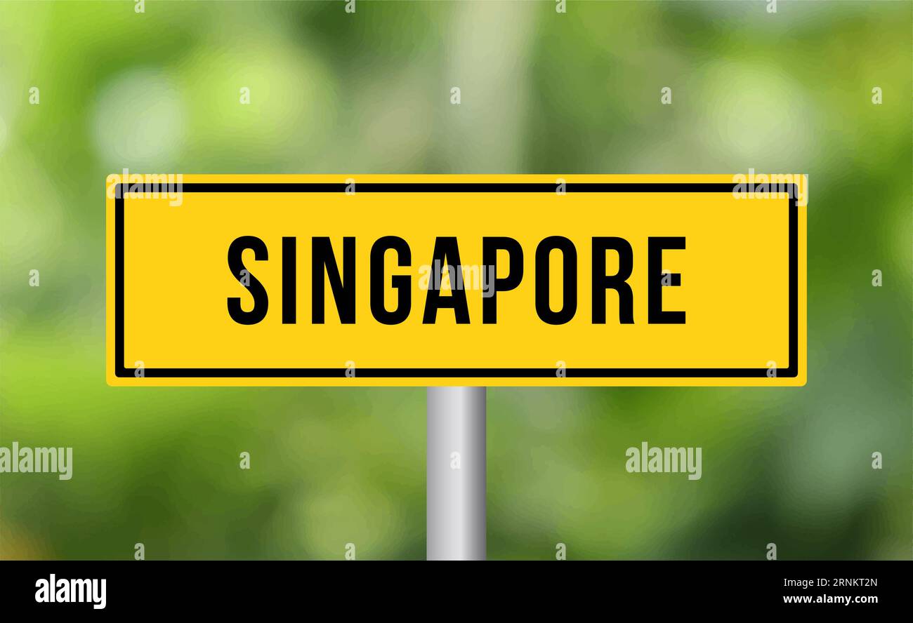 Singapore road sign on blur background Stock Photo - Alamy