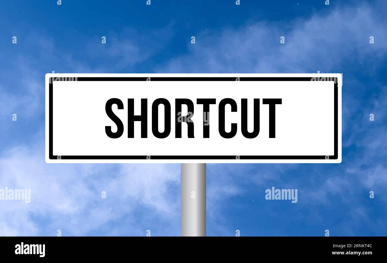 Shortcut road sign on cloudy sky background Stock Photo - Alamy