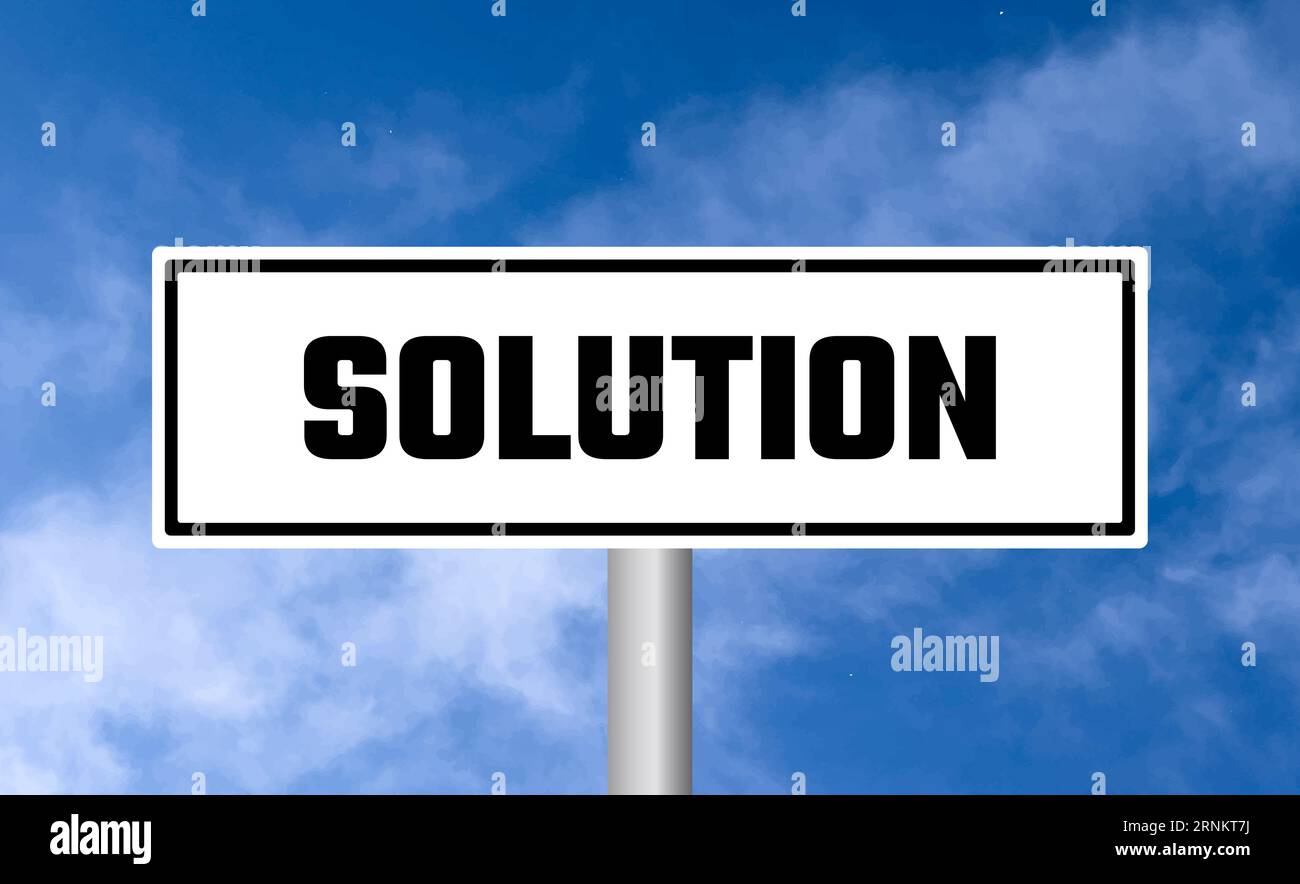 Solution road sign on sky background Stock Photo - Alamy