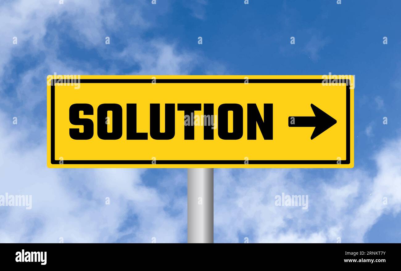 Solution road sign on sky background Stock Photo - Alamy