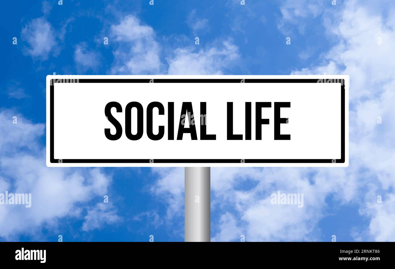 Social life road sign on cloudy sky background Stock Photo - Alamy