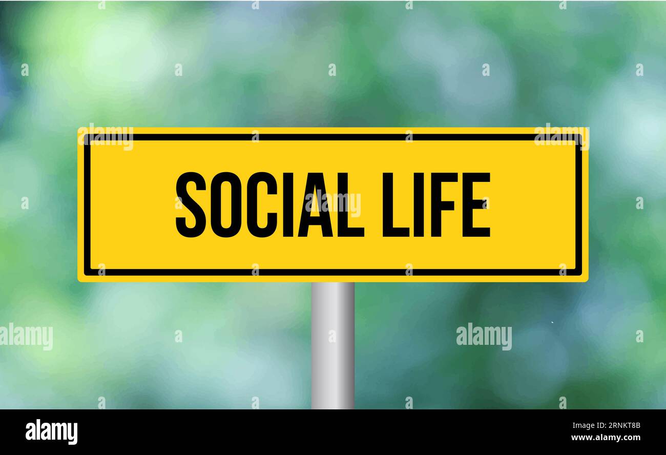 Social life road sign on blur background Stock Photo - Alamy