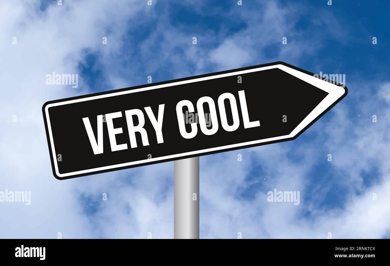 Very cool road sign on blue sky background Stock Photo - Alamy