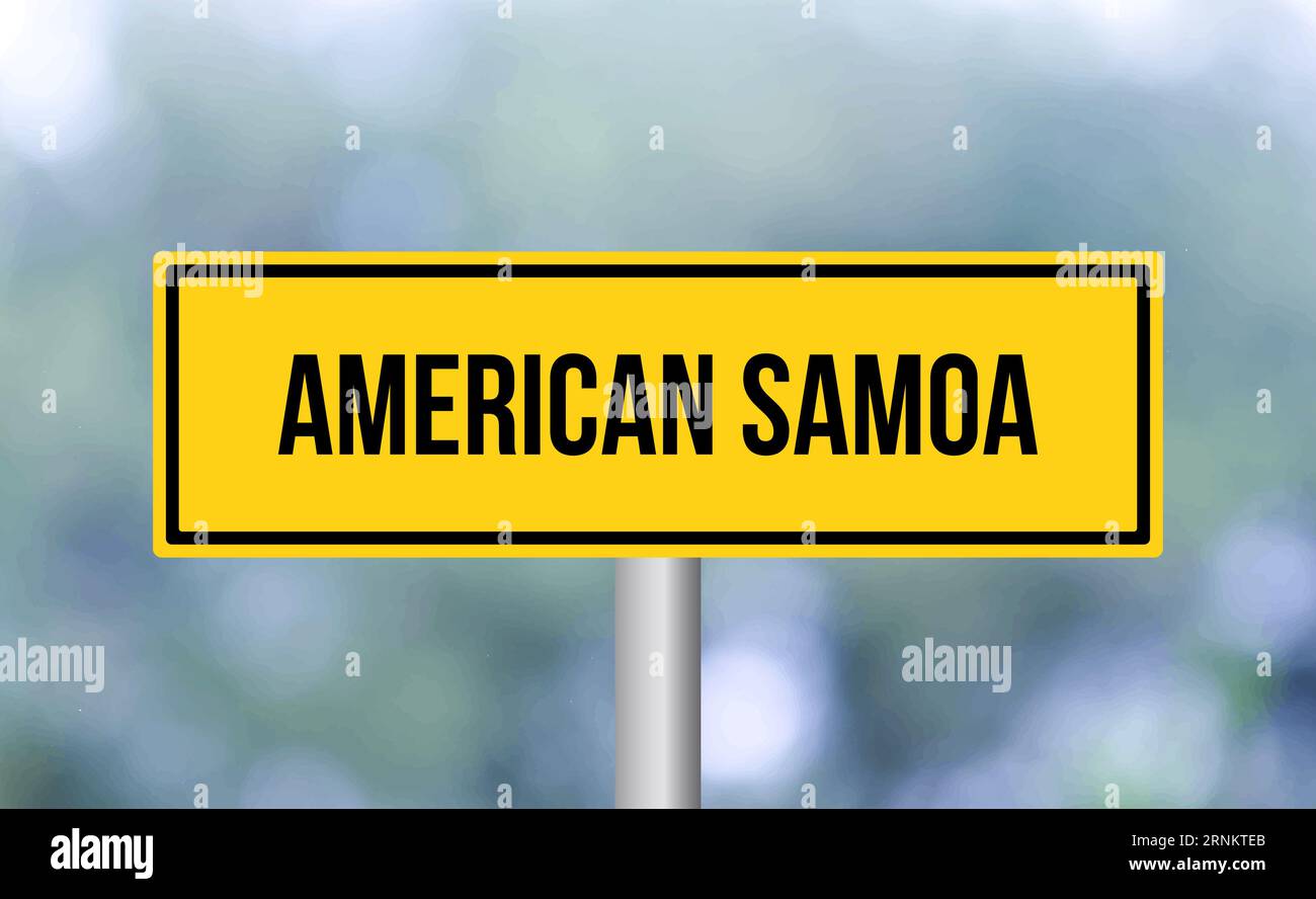 American samoa road sign on blur background Stock Photo - Alamy