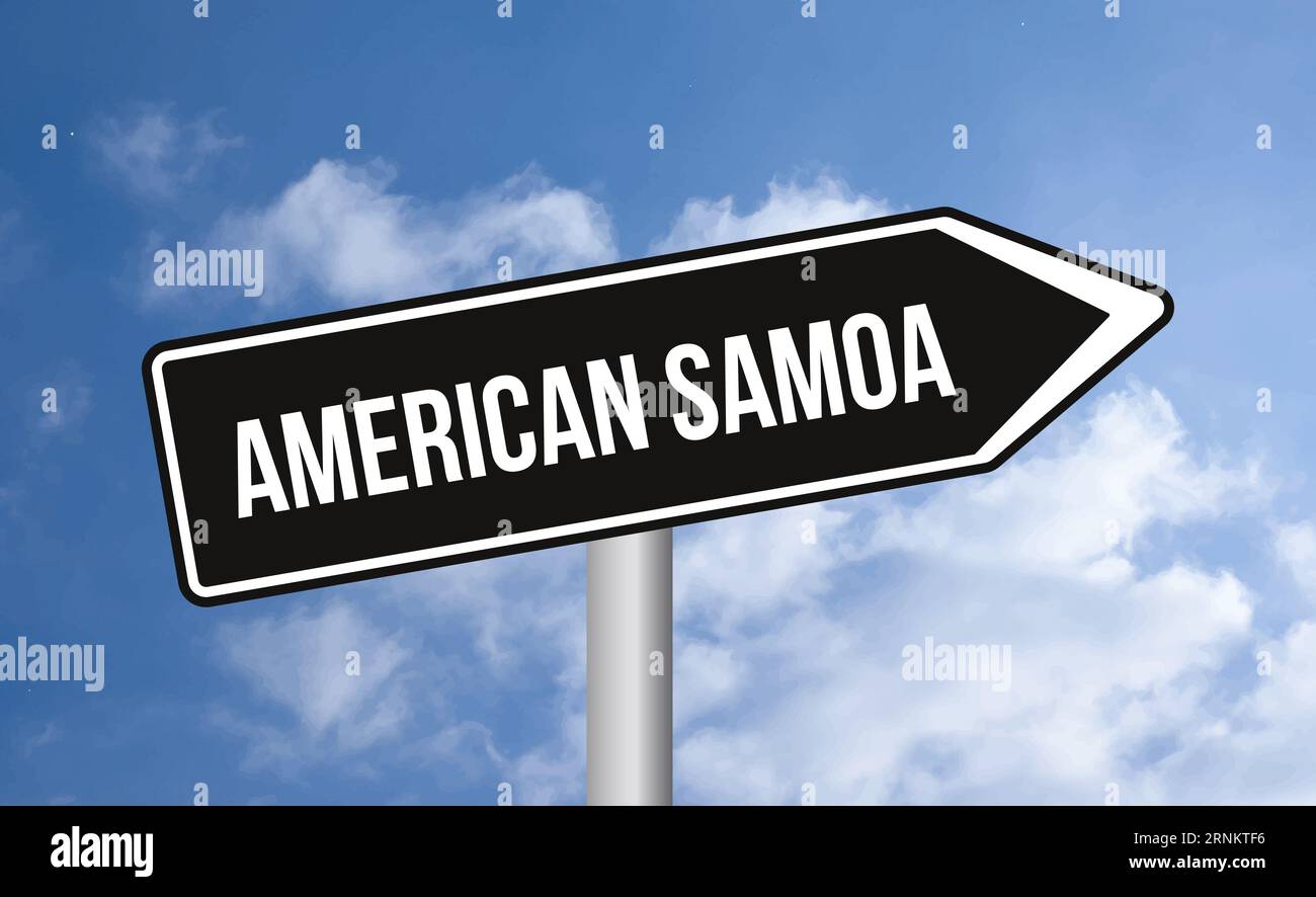 American samoa road sign on blue sky background Stock Photo - Alamy
